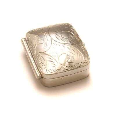 Rectangular pill box engraved, 925 sterling silver, customizable pill ...